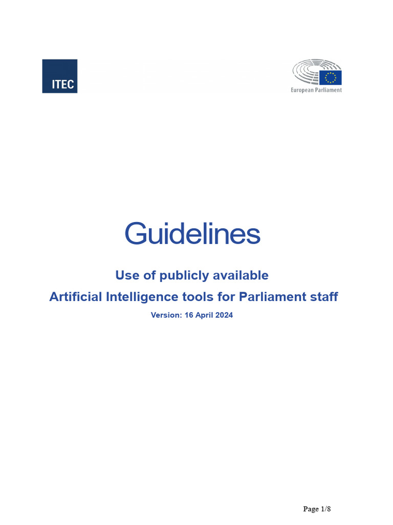 Guidelines: Use of Publicly Available Artificial Intelligence Tools For ...
