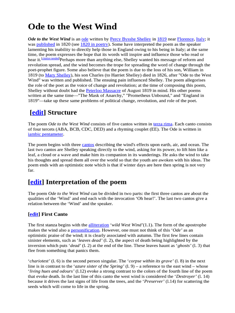 Ode To The West Wind+ozymandias | PDF