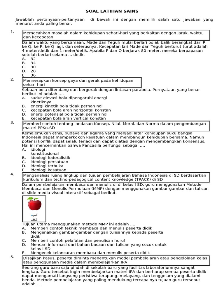 Contoh Soal Akg - Sains | PDF