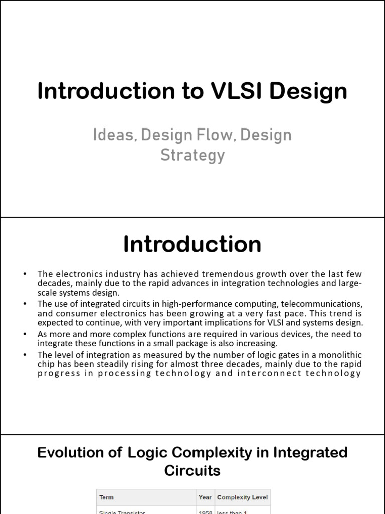 Introduction to VLSI design and VLSI design flow | PDF