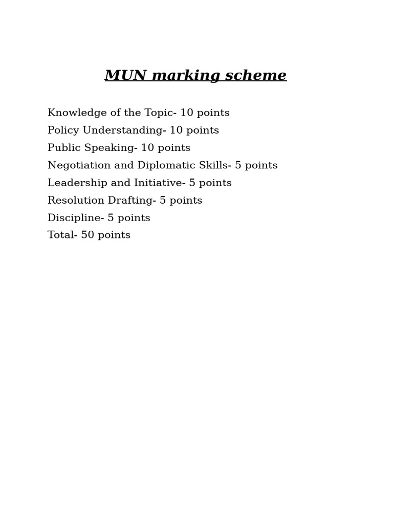 MUN Marking Scheme | PDF