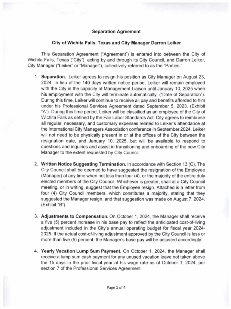 Leiker Darron - Seperation Agreement | PDF | Cost Of Living ...