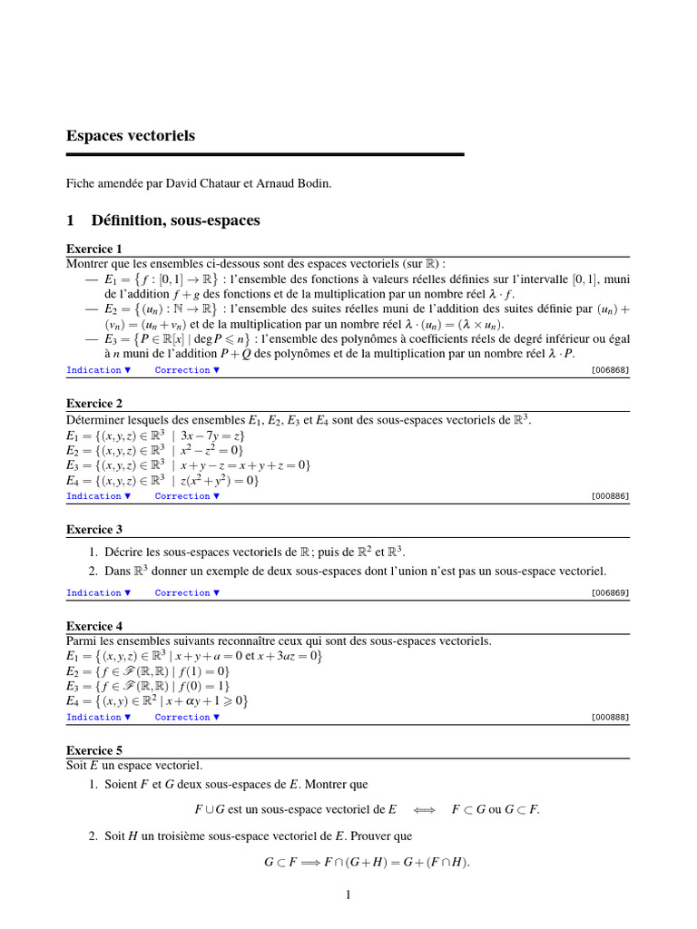 Exercices Espaces Vectoriels | PDF