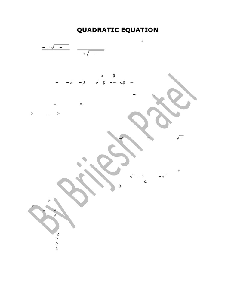 Quad Eq. Formula | PDF