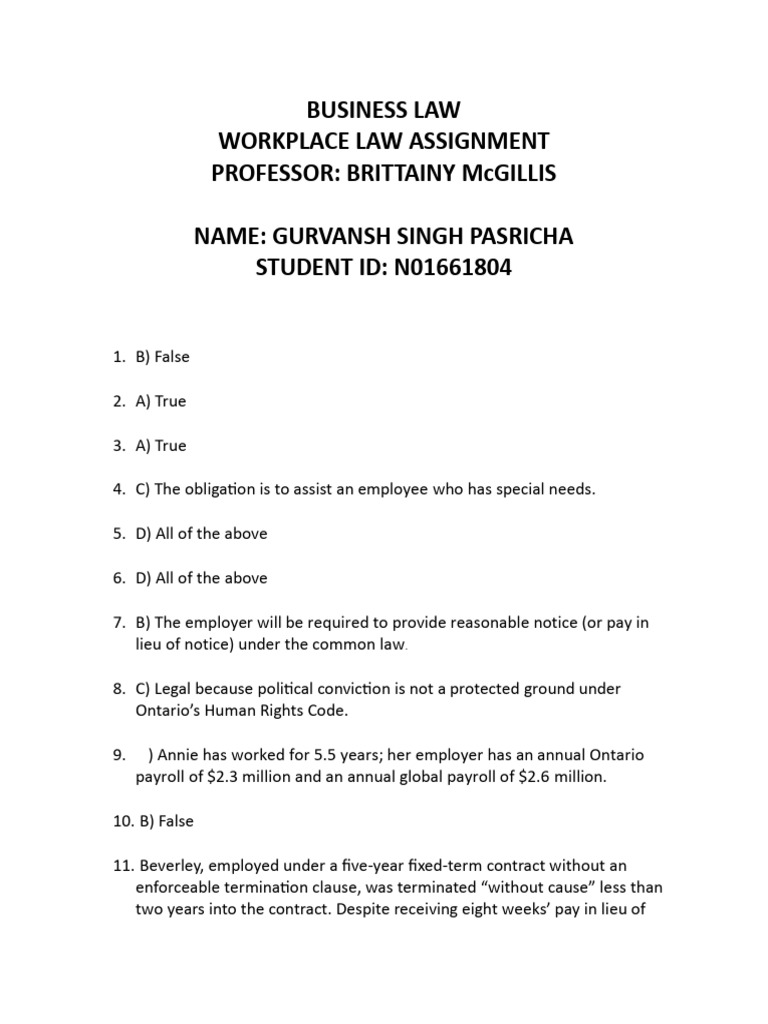 Blaw Workplace Assignment | PDF