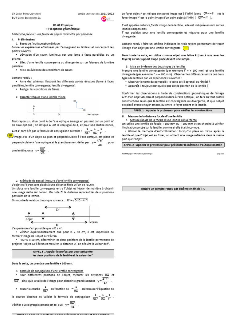 TP 1 Optique Suggestions | PDF