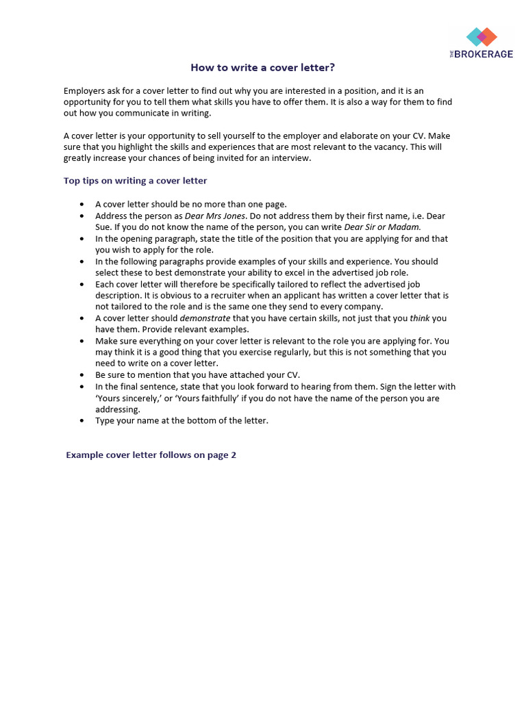 The Brokerage Cover Letters | PDF