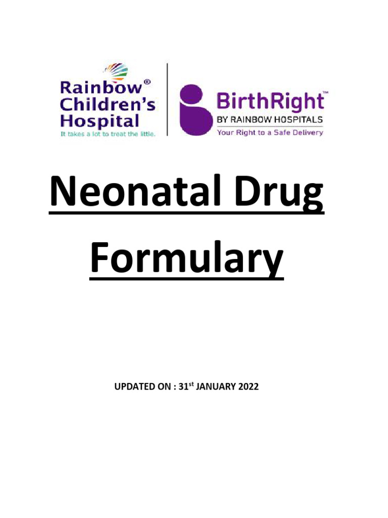 Neonatal Drug Formulary | PDF