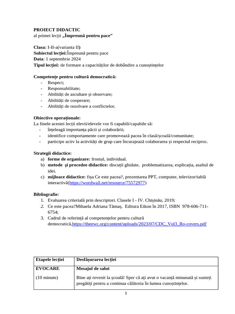 Repere Prima Lectie Clasele I-Ii Varianta 2 | PDF