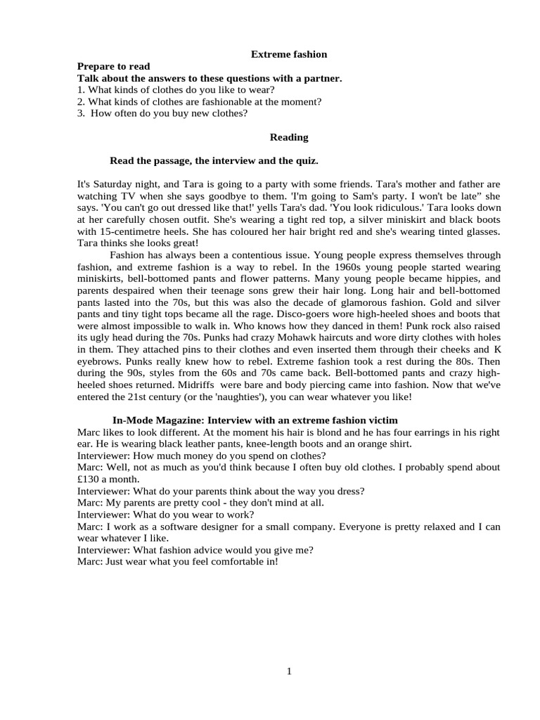 extreme-fashion-reading-comprehension-exercises_22916 | PDF