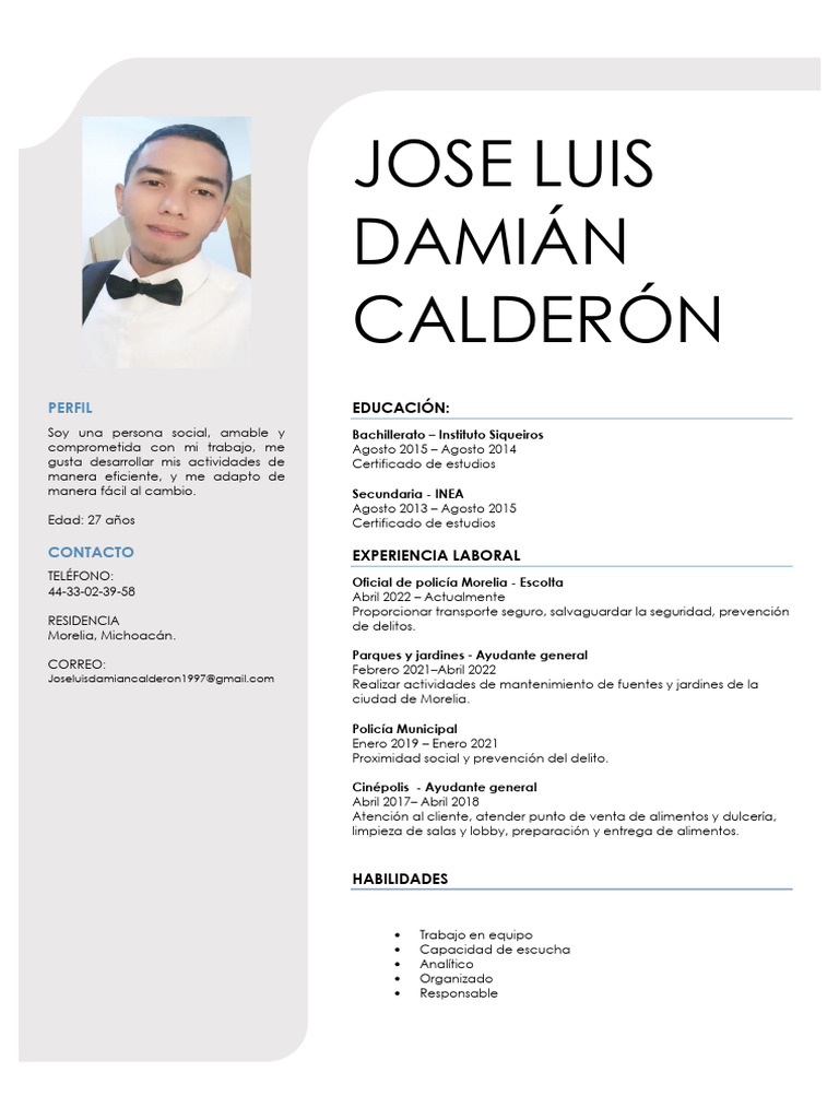 CV - Jose Luis Damián Calderón | PDF | Crecimiento personal y ...