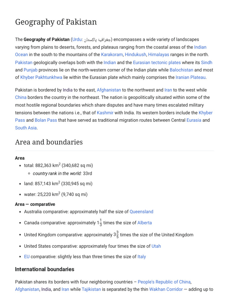 Geography of Pakistan - Wikipedia | PDF