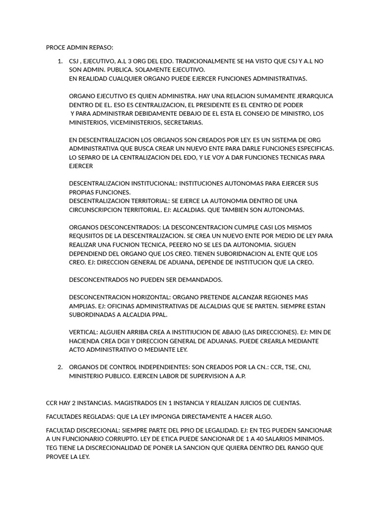 Proce Admin Repaso | PDF