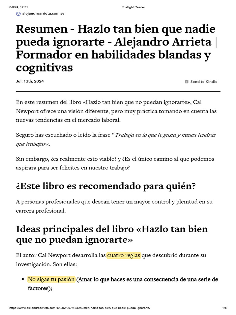 Resumen - Hazlo Tan Bien Que Nadie Pueda Ignorarte | PDF