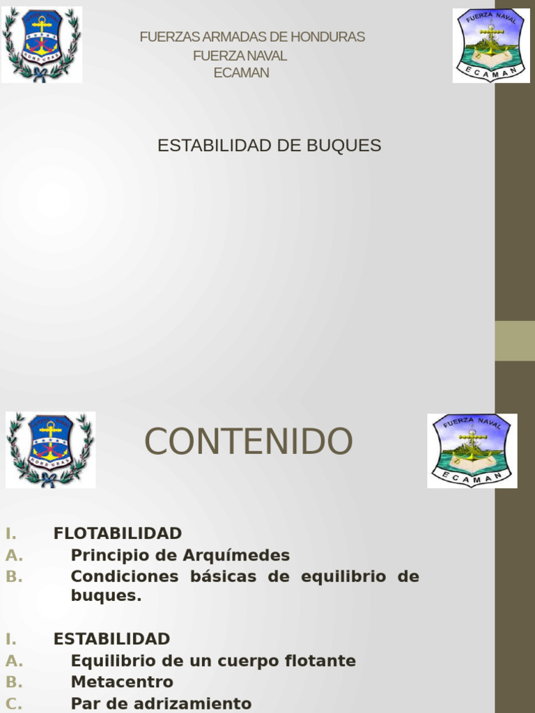Presentacion Estabilidad de Buques CNM-2016 Ii Parten | PDF