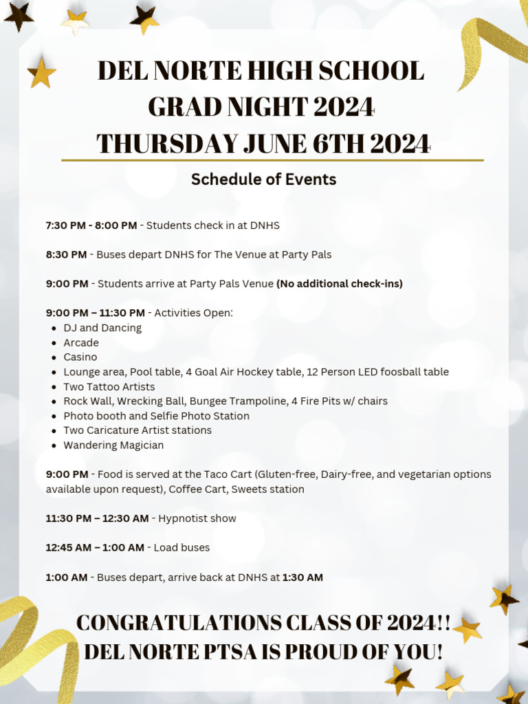 2024 DNHS Grad Night Schedule of Events | PDF