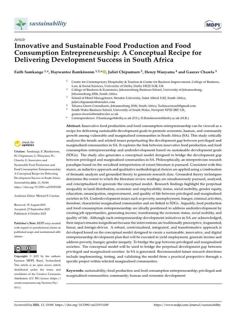 Nnovative and Sustainable Food Production and Food | PDF