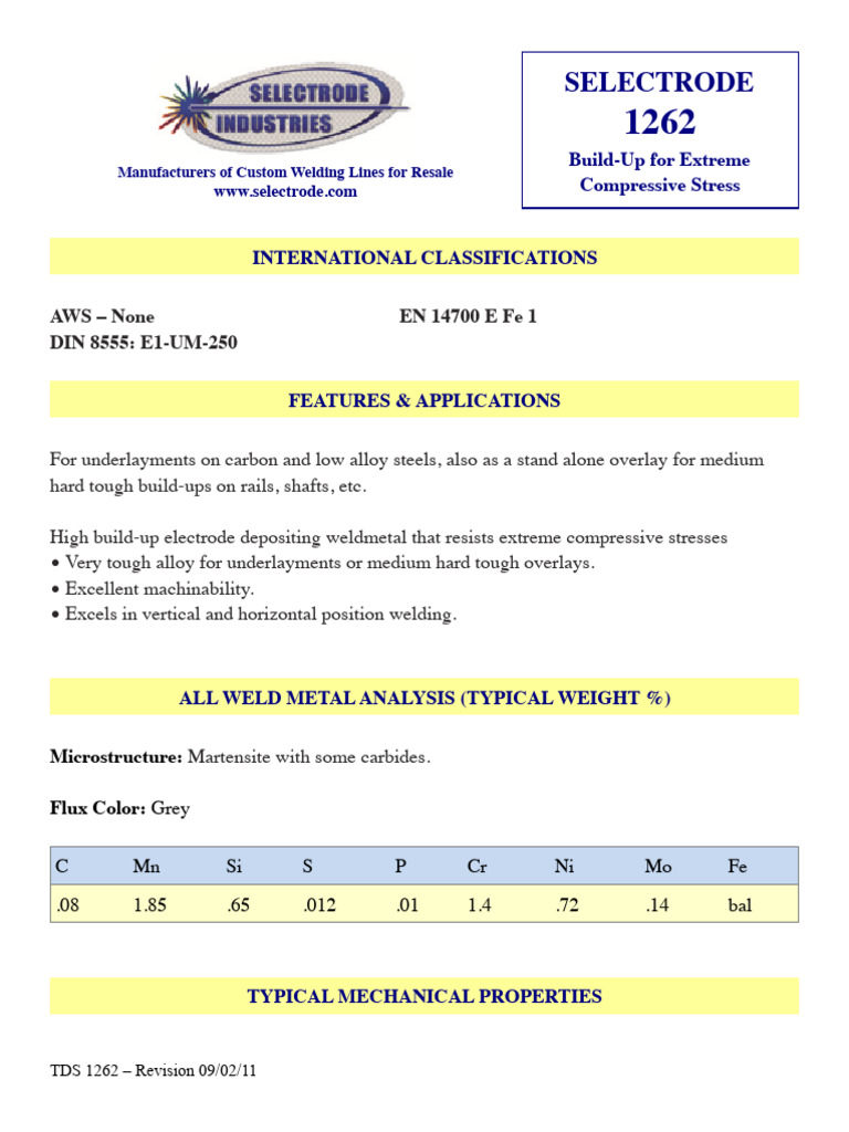 Selectrode: Build-Up For Extreme Compressive Stress | PDF