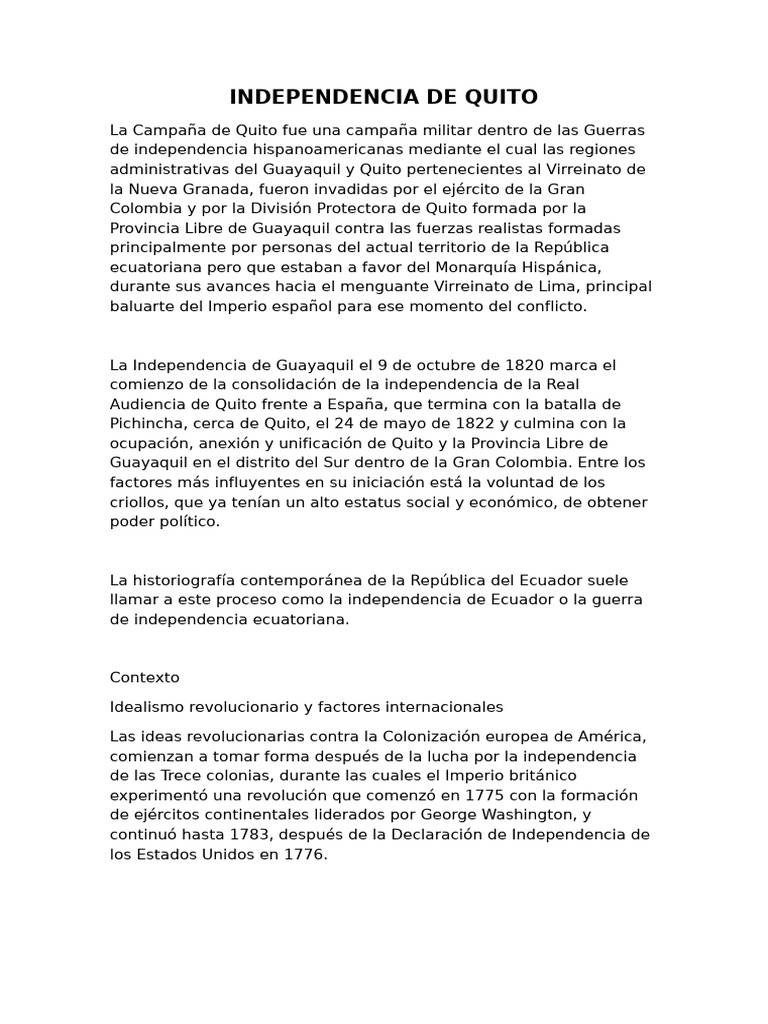 Independencia de Quito | PDF