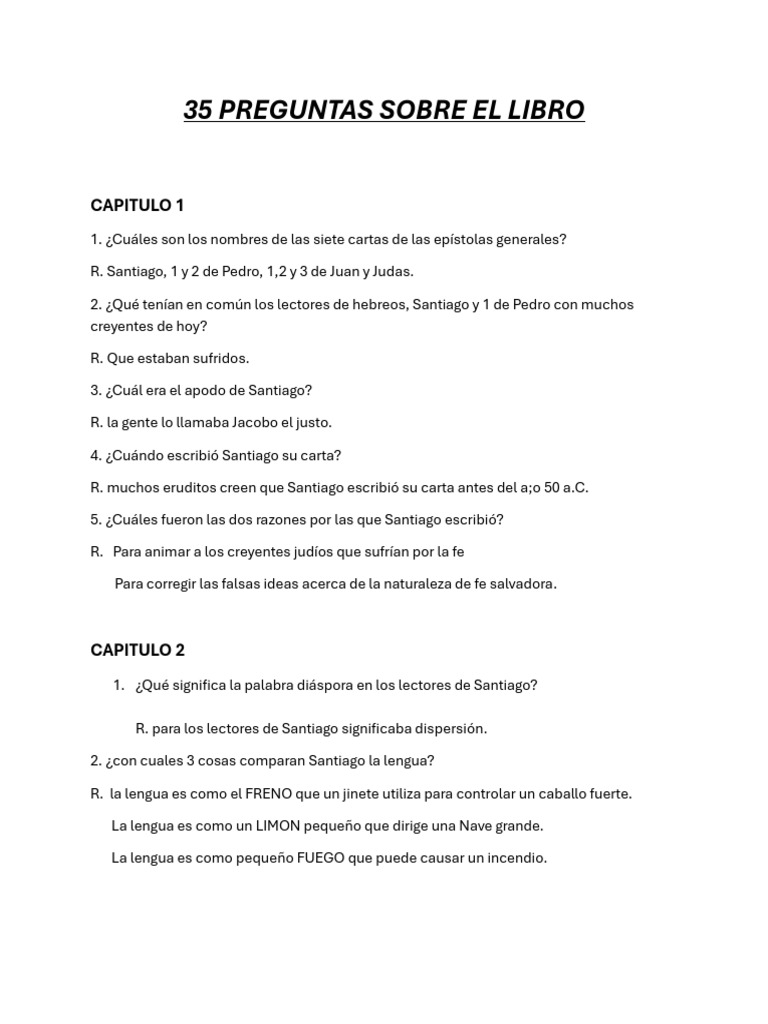 35 PREGUNTAS SOBRE EL LIBRO | PDF