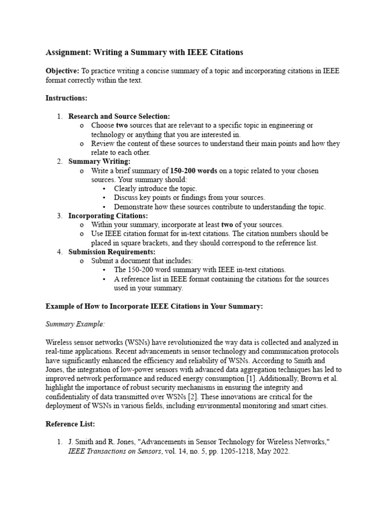 Writing A Summary With IEEE Citations | PDF
