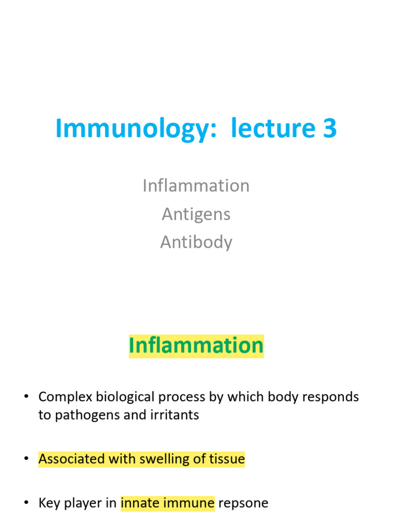 SBL100-Lecture 3 (Immunology) | PDF