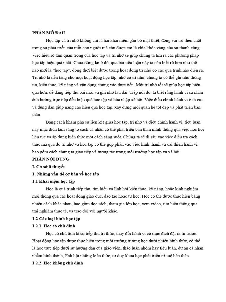 Tiểu Luận Tlh PDF | PDF