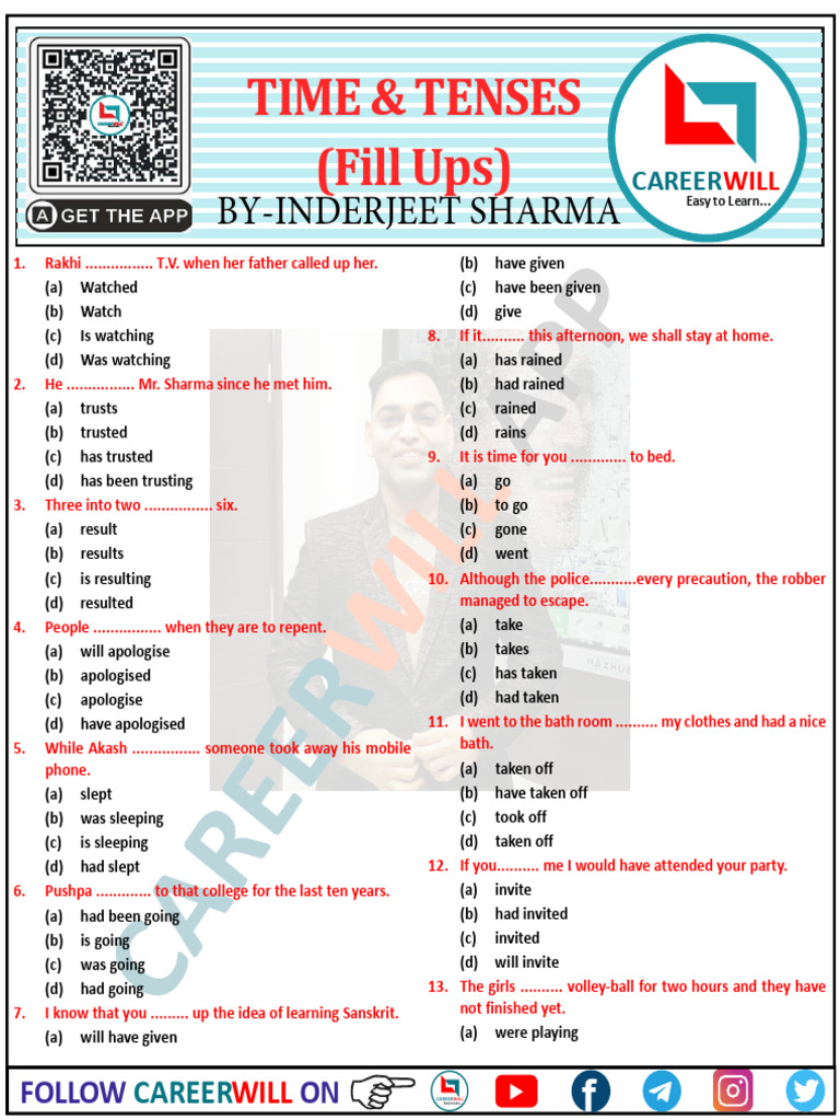 Time & Tense (Fill Ups) Level-1, Level-2, Level-3 | PDF