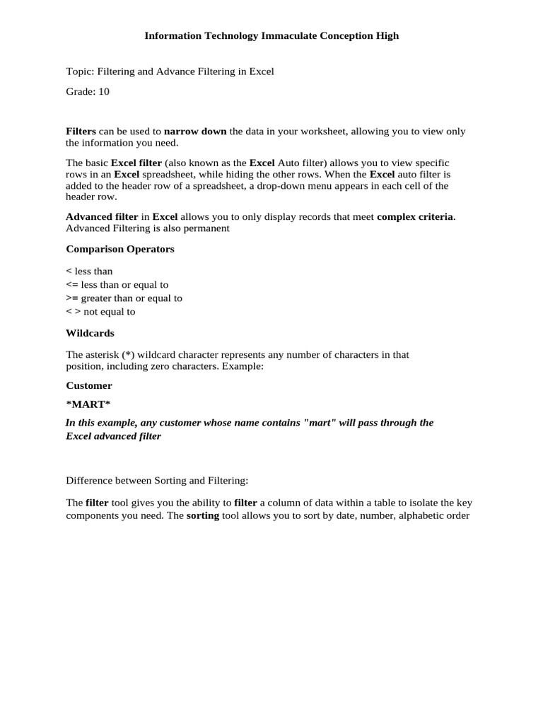 8 Advanced Filtering Handout | PDF 8 Advanced Filtering Handout | PDF