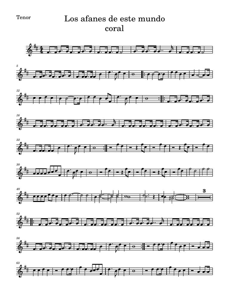 Los Afanes de Este Mundo Partitura (Versión 2) | PDF