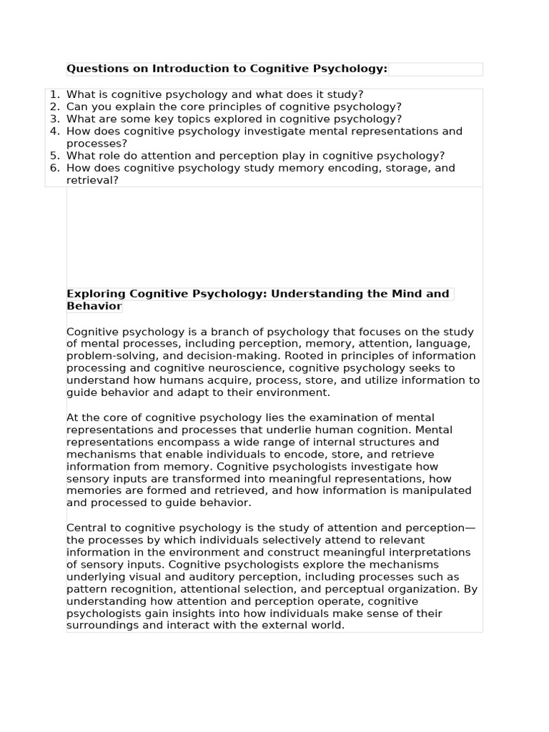 Introduction To Cognitive Psychology | PDF | Cognition | Science & Mathematics