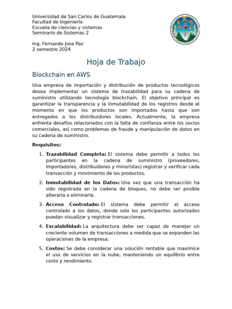 Hoja de Trabajo AWS (1) | PDF