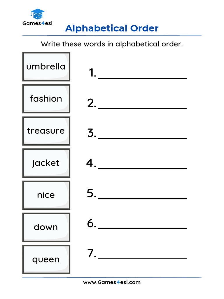 Alphabetical Order Worksheet Grade 1 3 | PDF