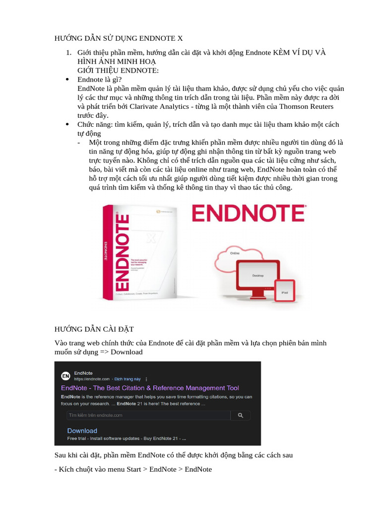 HƯỚNG DẪN SỬ DỤNG ENDNOTE X | PDF