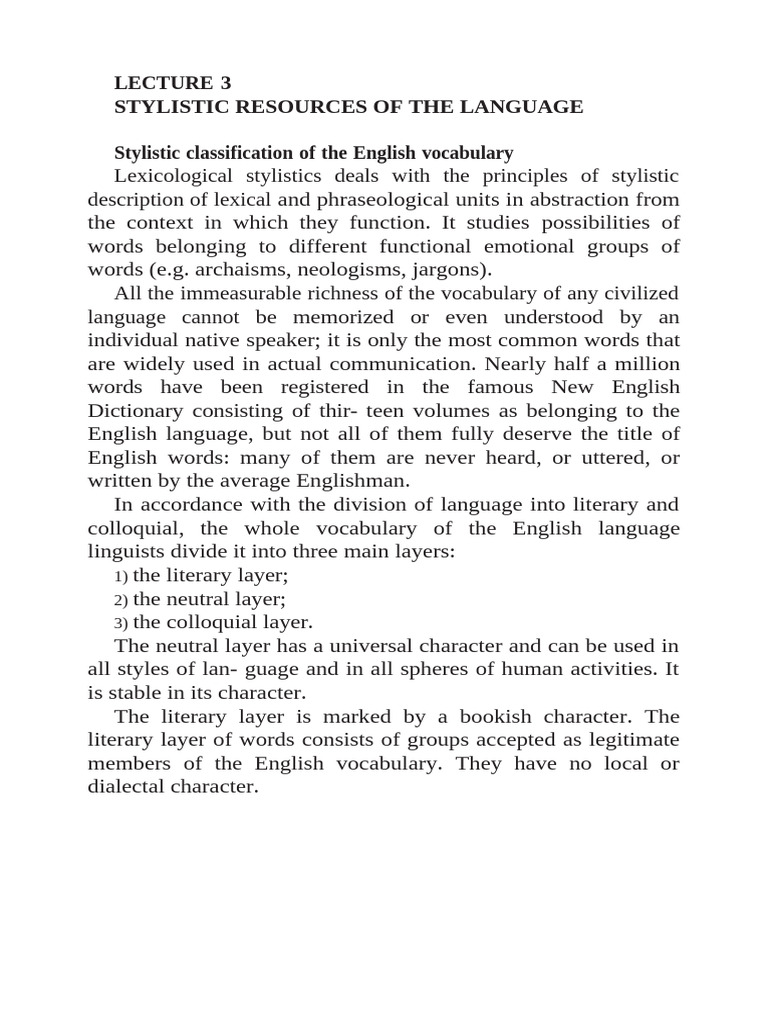 Stylistics 3 | PDF