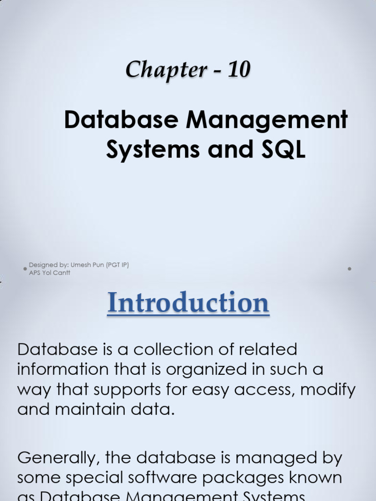 Chapter - 10 Rdbms _ SQL | PDF Chapter - 10 Rdbms _ SQL | PDF