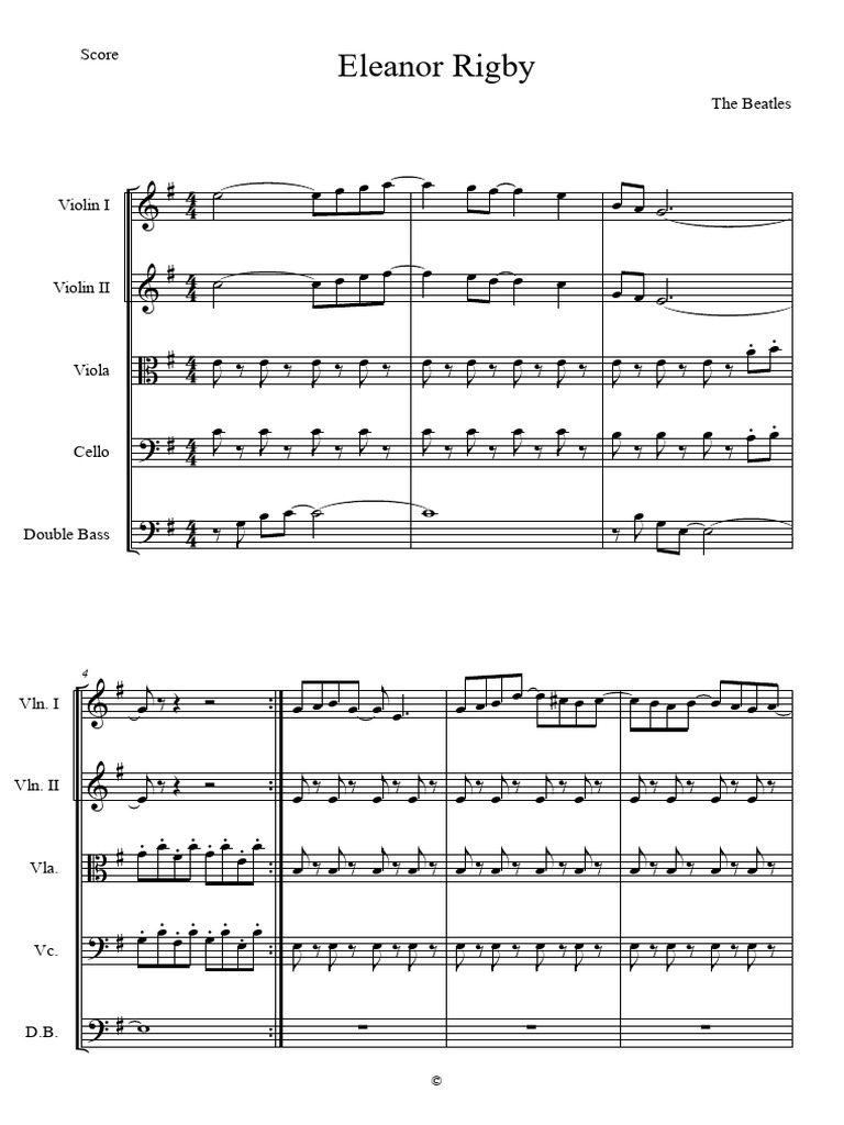 Eleanor Rigby Score | PDF