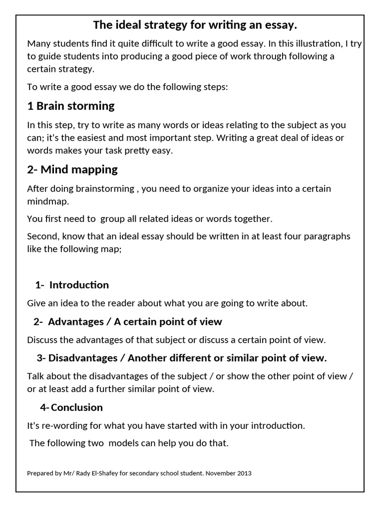 The Ideal Strategy For Writing An Essay | PDF