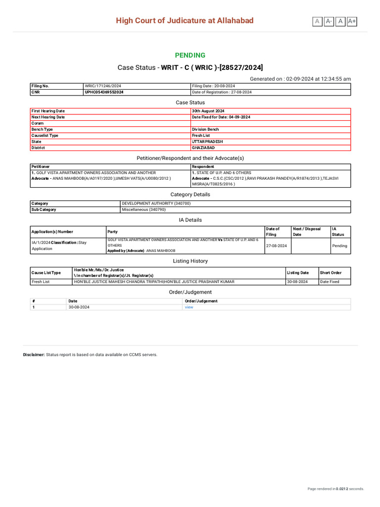 Case Status - Search by Case Number | PDF