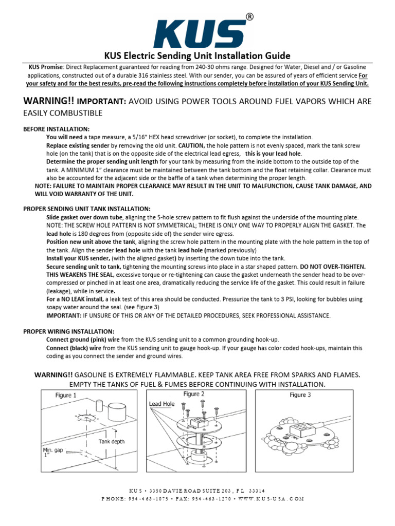 KUS-USA SendingUnit Installation v4 | PDF
