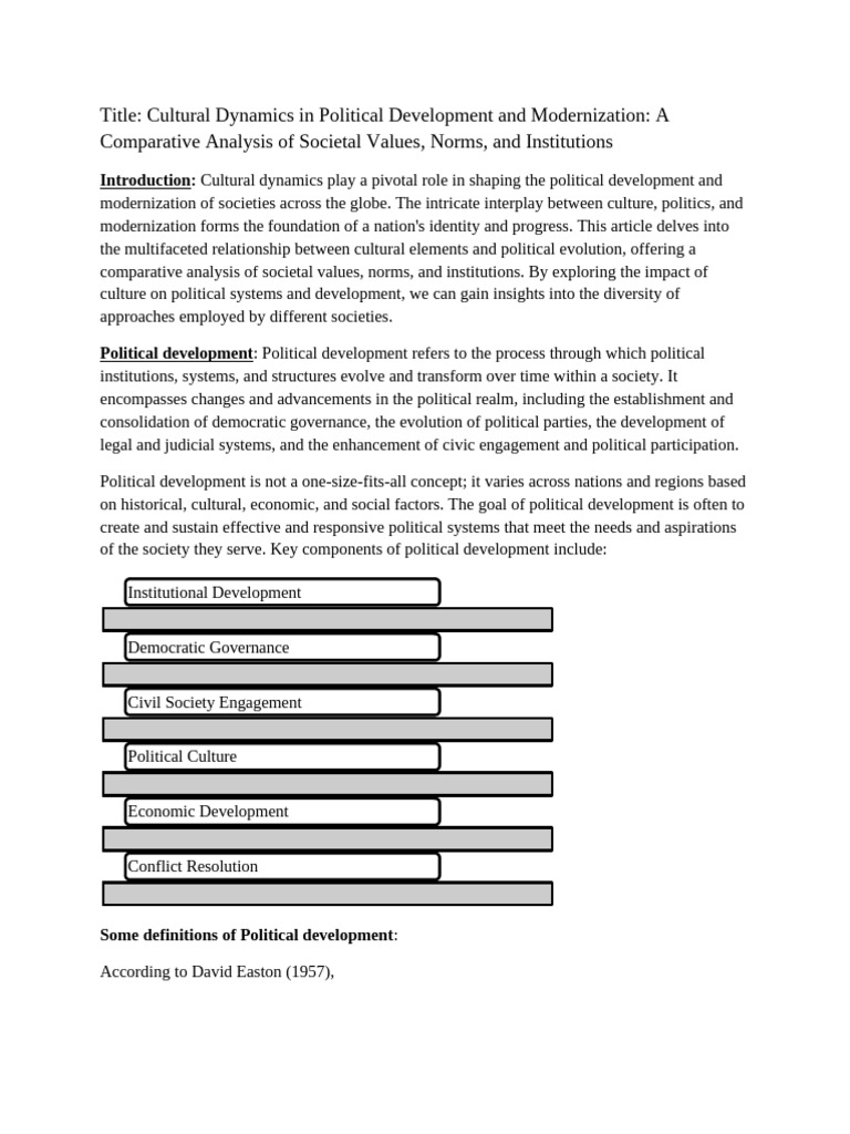Title: Cultural Dynamics in Political Development and Modernization: A ...