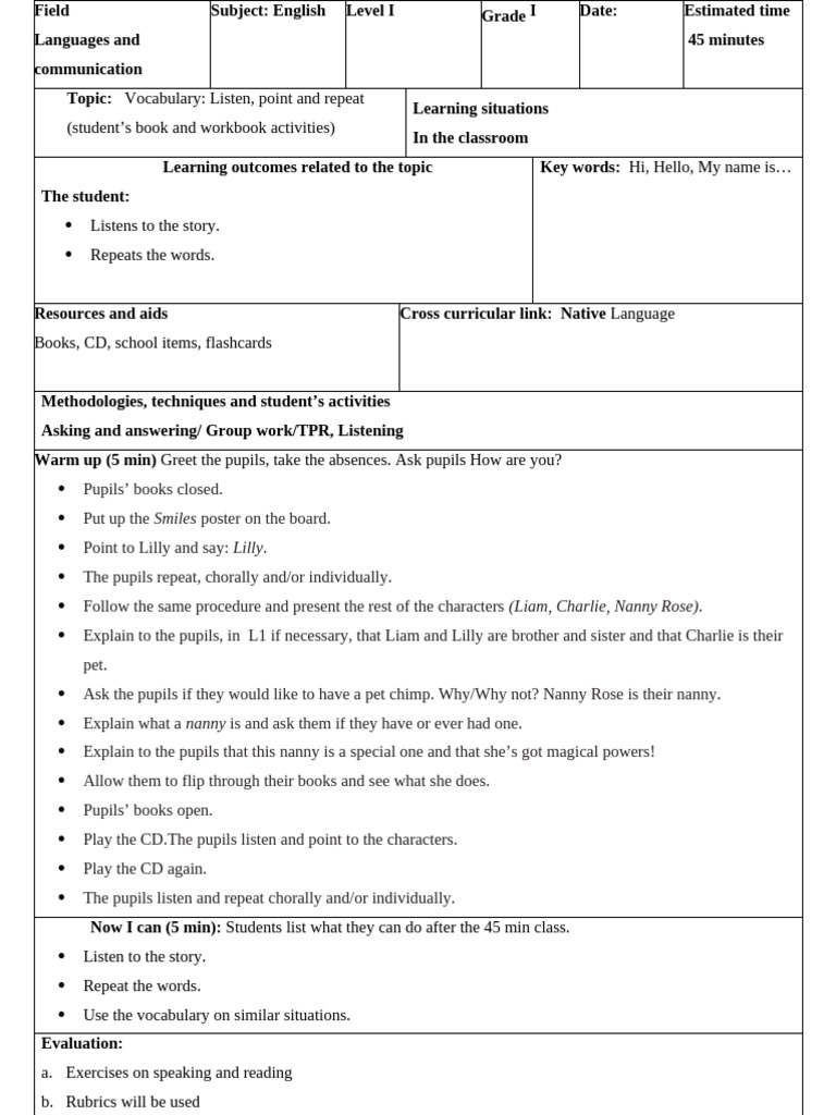 2.vocabulary Listen, Point and Repeat | PDF