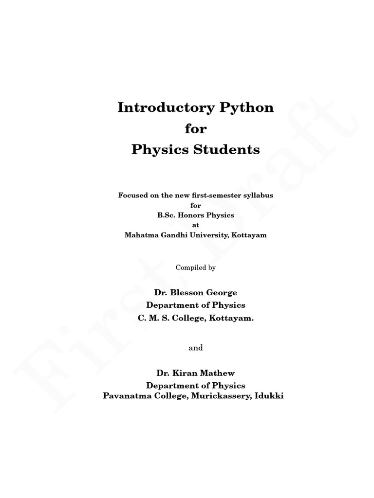 Introductory Python For Physics Students | PDF