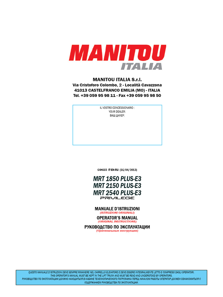 MRT 1850 2150 2540 Plus-E3 | PDF