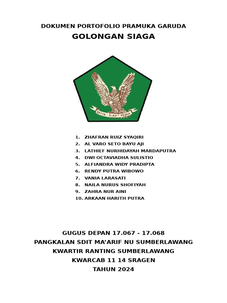 Cover Dokumen Portofolio Pramuka Garuda | PDF