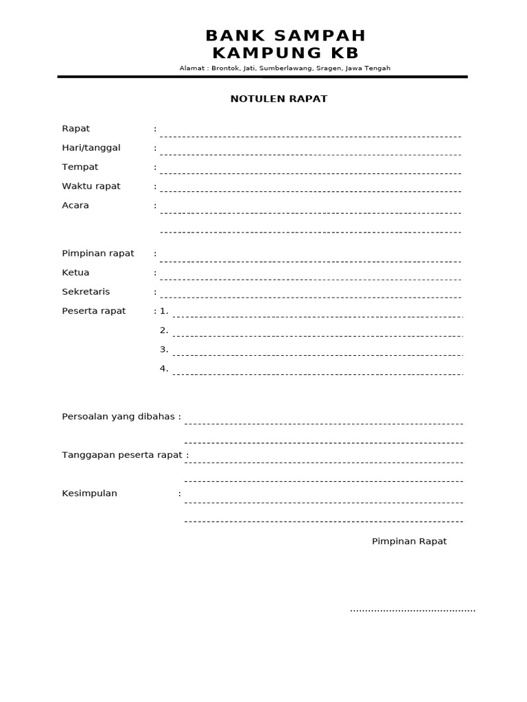 Format Notulen Rapat | PDF