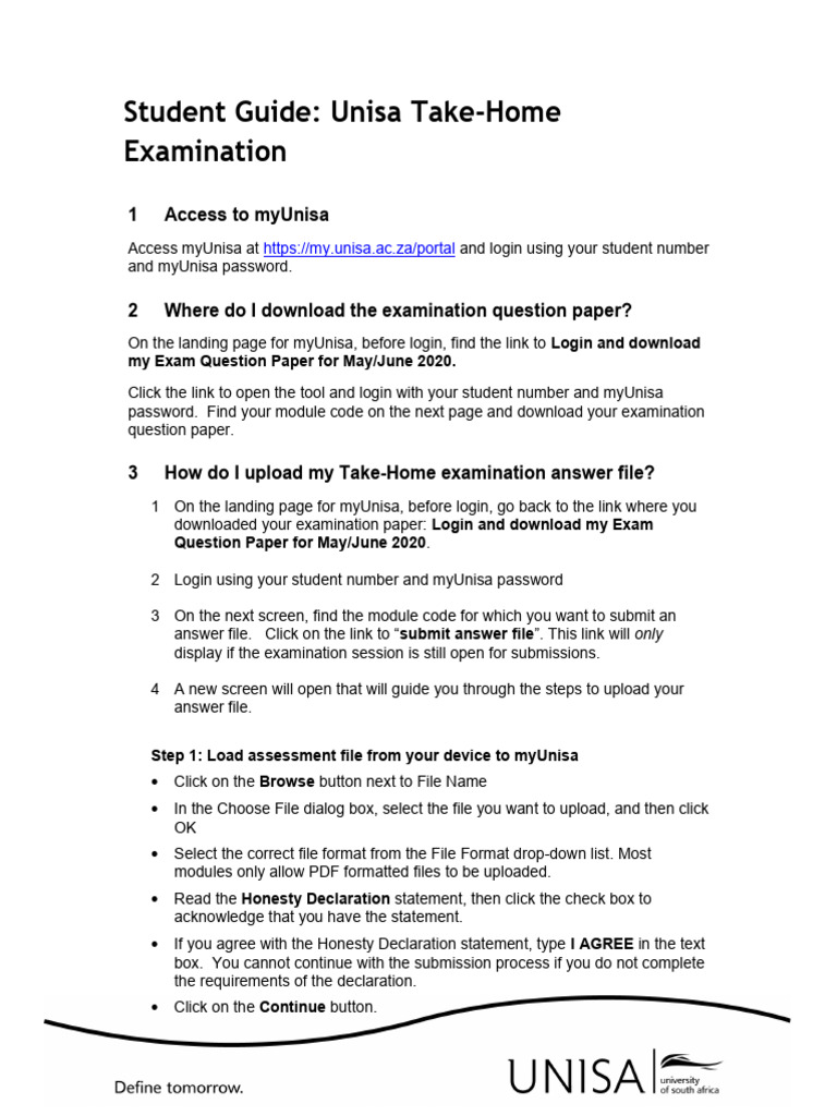 Unisa Take-Home Exam Submission Guide | PDF | Image Scanner | Mobile App