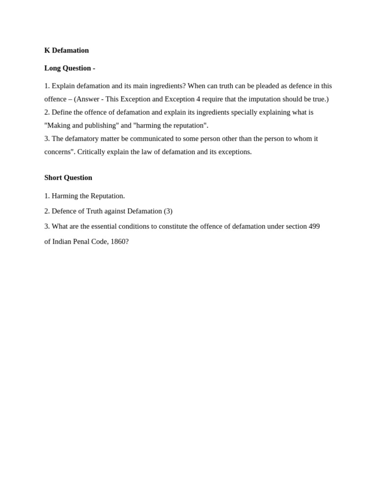 Defamation Ipc | PDF