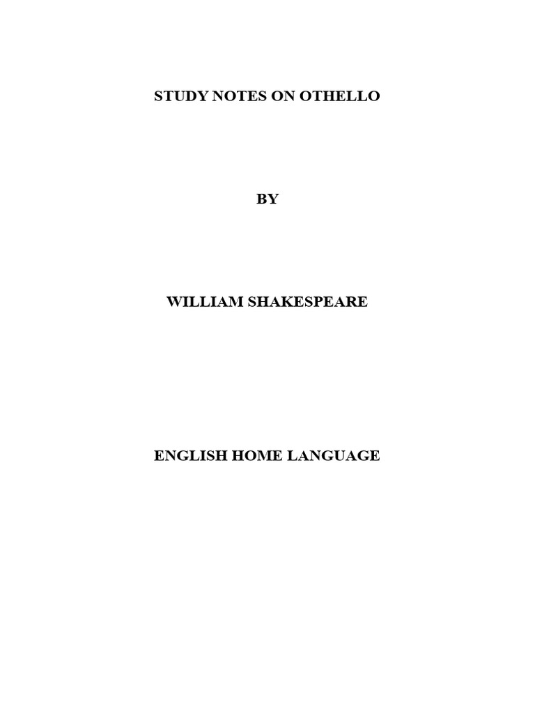 OTHELLO STUDY GUIDE | PDF