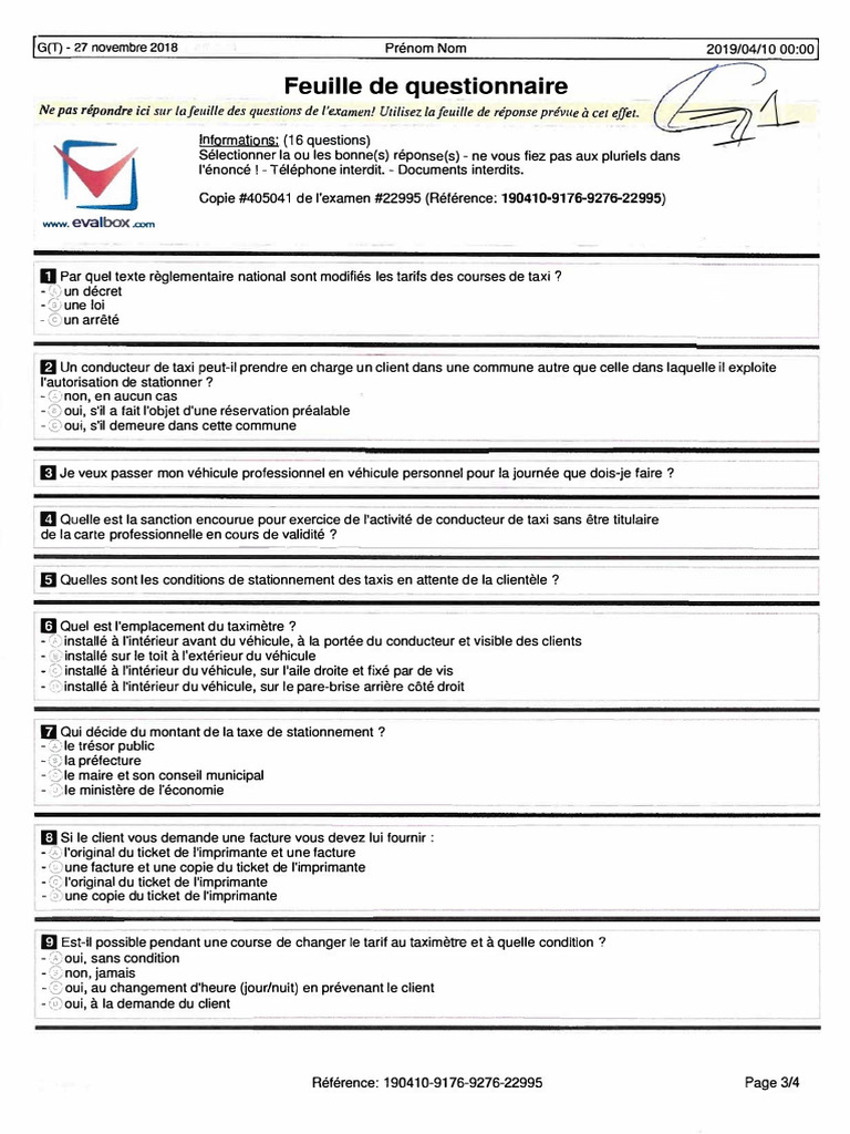 Feuille de Questionnaire: Il Il | PDF